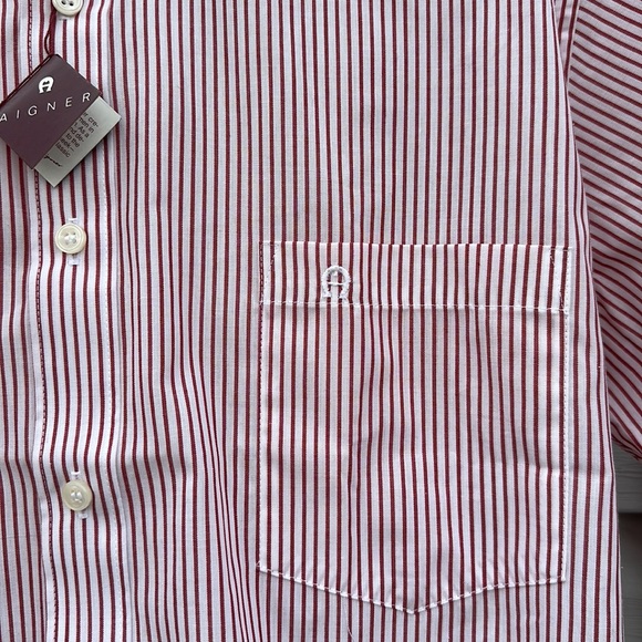 Aigner | Shirts | Aigner Mens Red And White Striped Half Sleeve Button ...